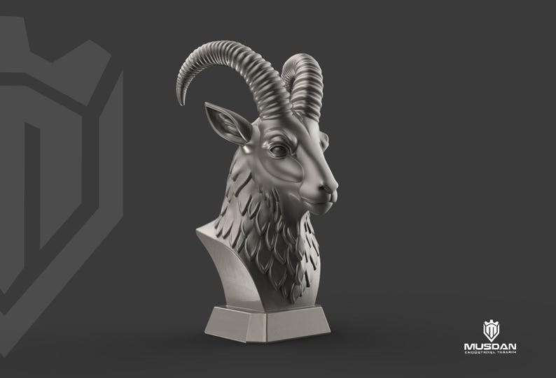 Mountain Goat Head Bust: 3D Printable Animal Sculpture (STL File) - Etsy