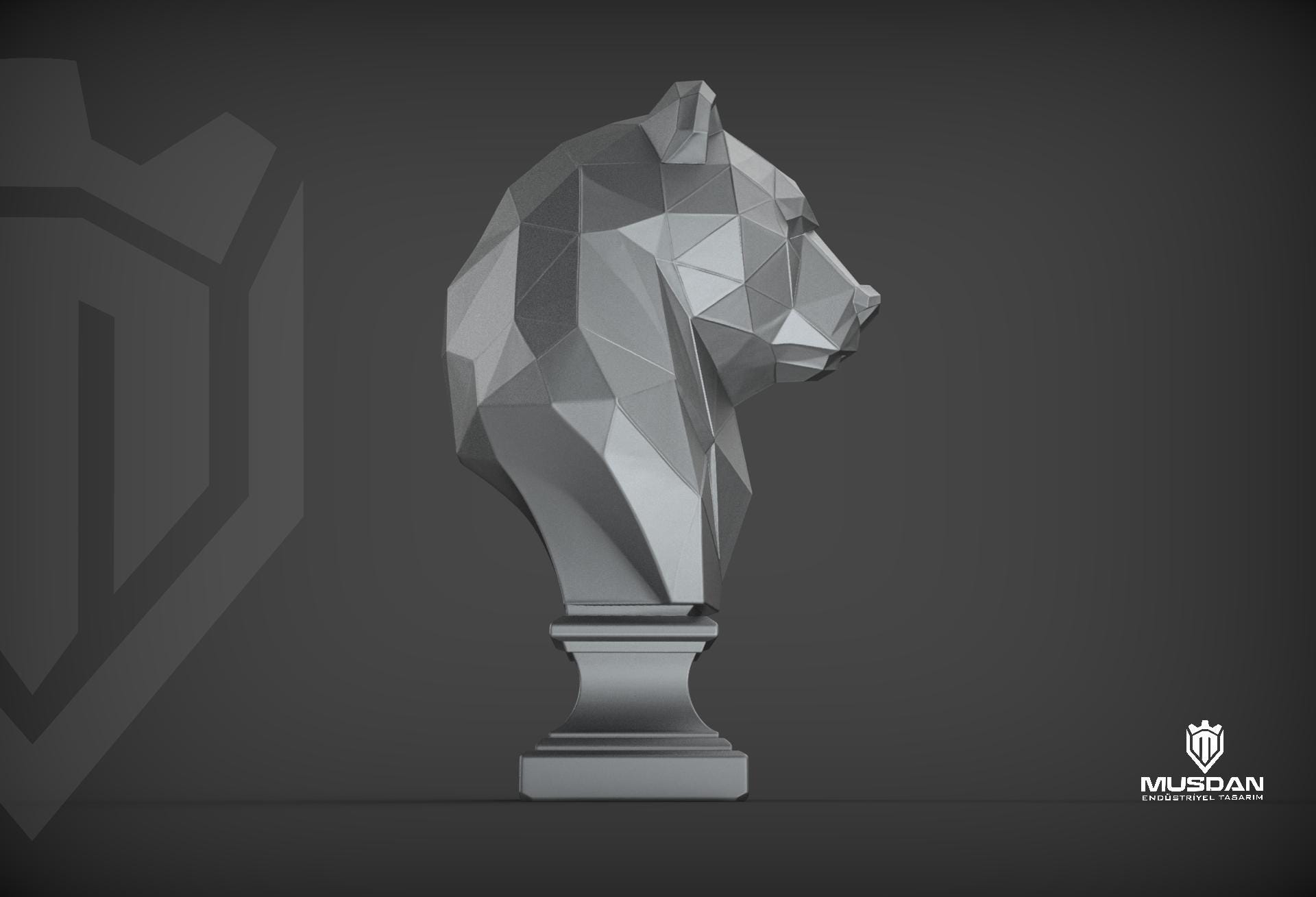 Low Poly Bear Bust Modern Geometric Sculpture 3D STL - Etsy