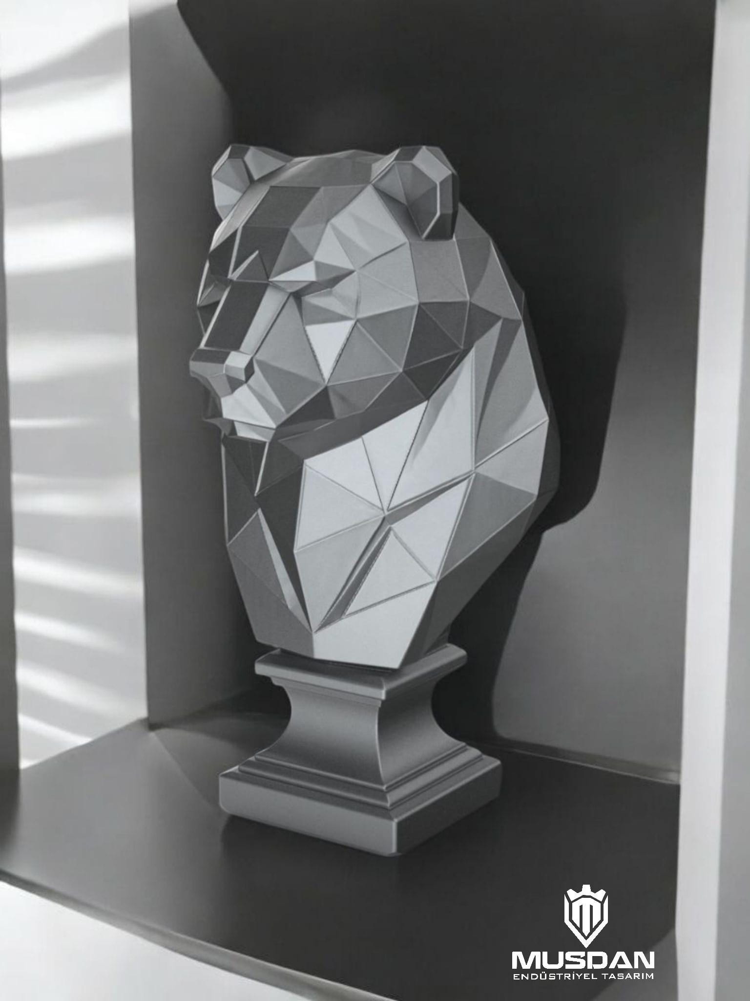 Low Poly Bear Bust Modern Geometric Sculpture 3D STL - Etsy