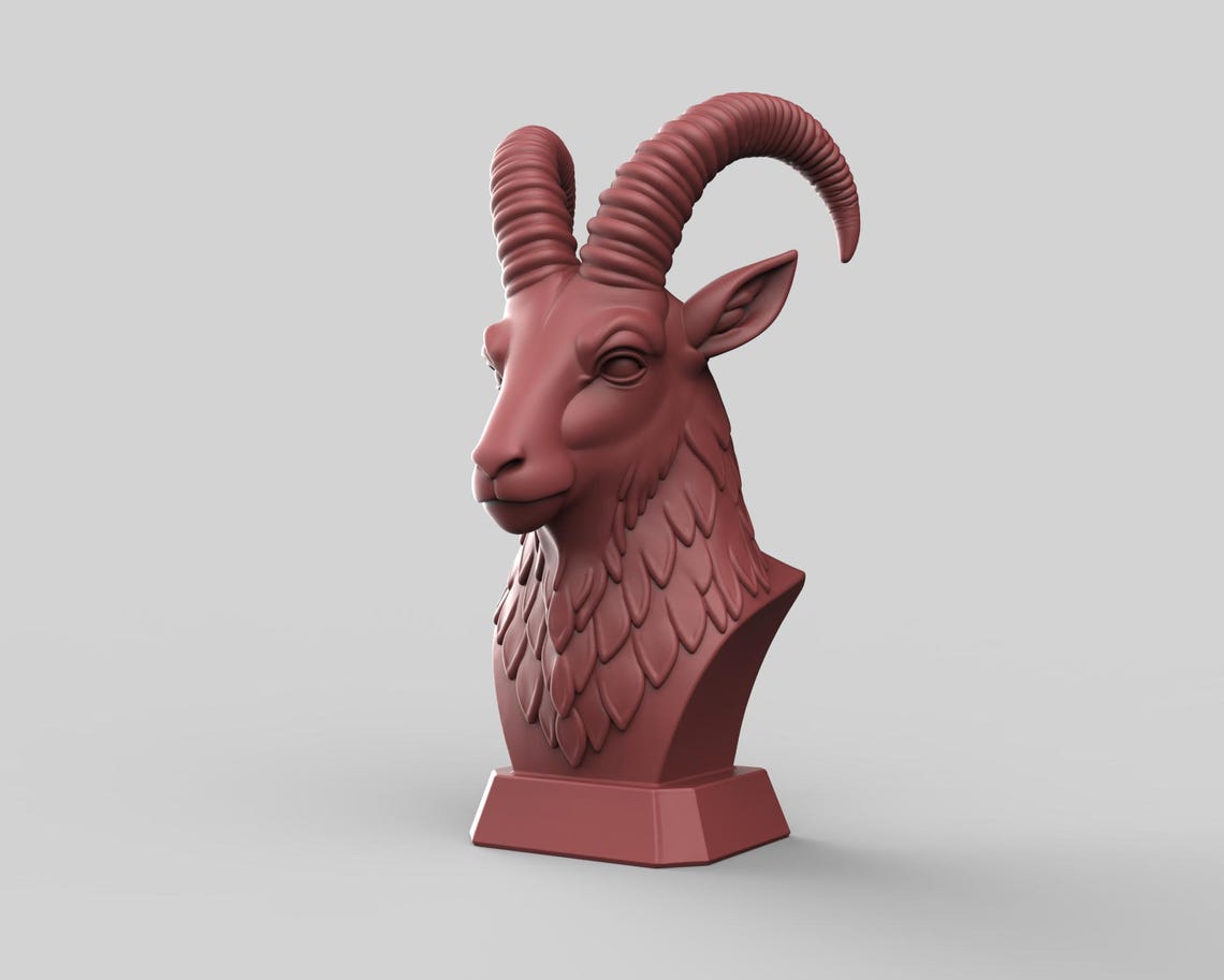 Mountain Goat Head Bust: 3D Printable Animal Sculpture (STL File) - Etsy