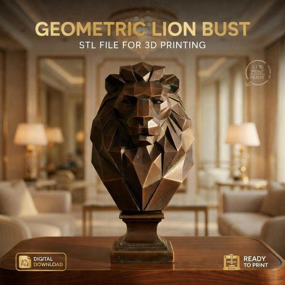 Low Poly Lion Bust Modern Geometric Sculpture for 3D Printing – Special ...