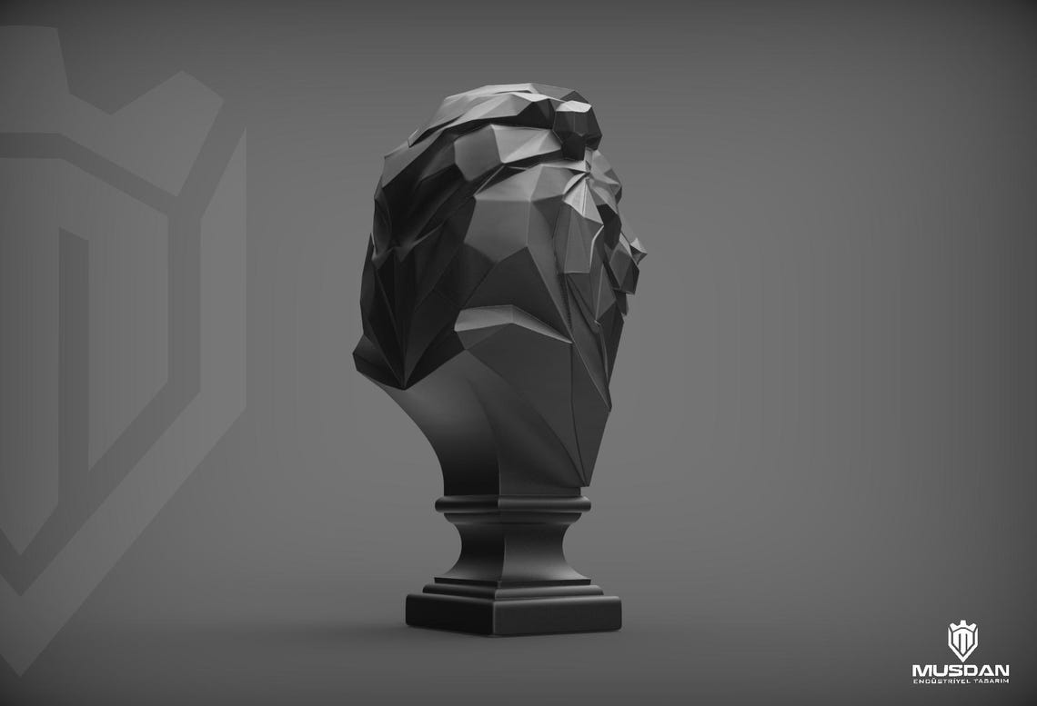 Low Poly Lion Bust Modern Geometric Sculpture for 3D Printing – Special ...
