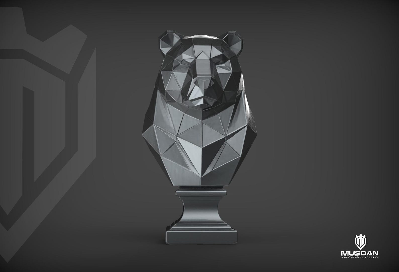 Low Poly Bear Bust Modern Geometric Sculpture 3D STL - Etsy