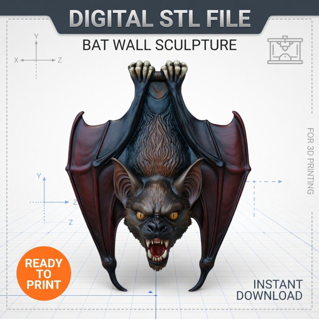 Hanging Bat Wall Decor – 3D Printed Gothic Halloween Decoration - Etsy