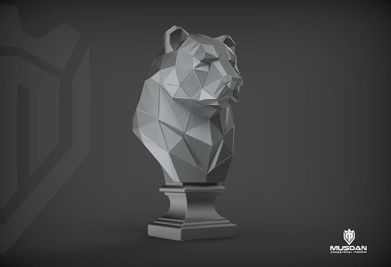 Low Poly Bear Bust Modern Geometric Sculpture 3D STL - Etsy