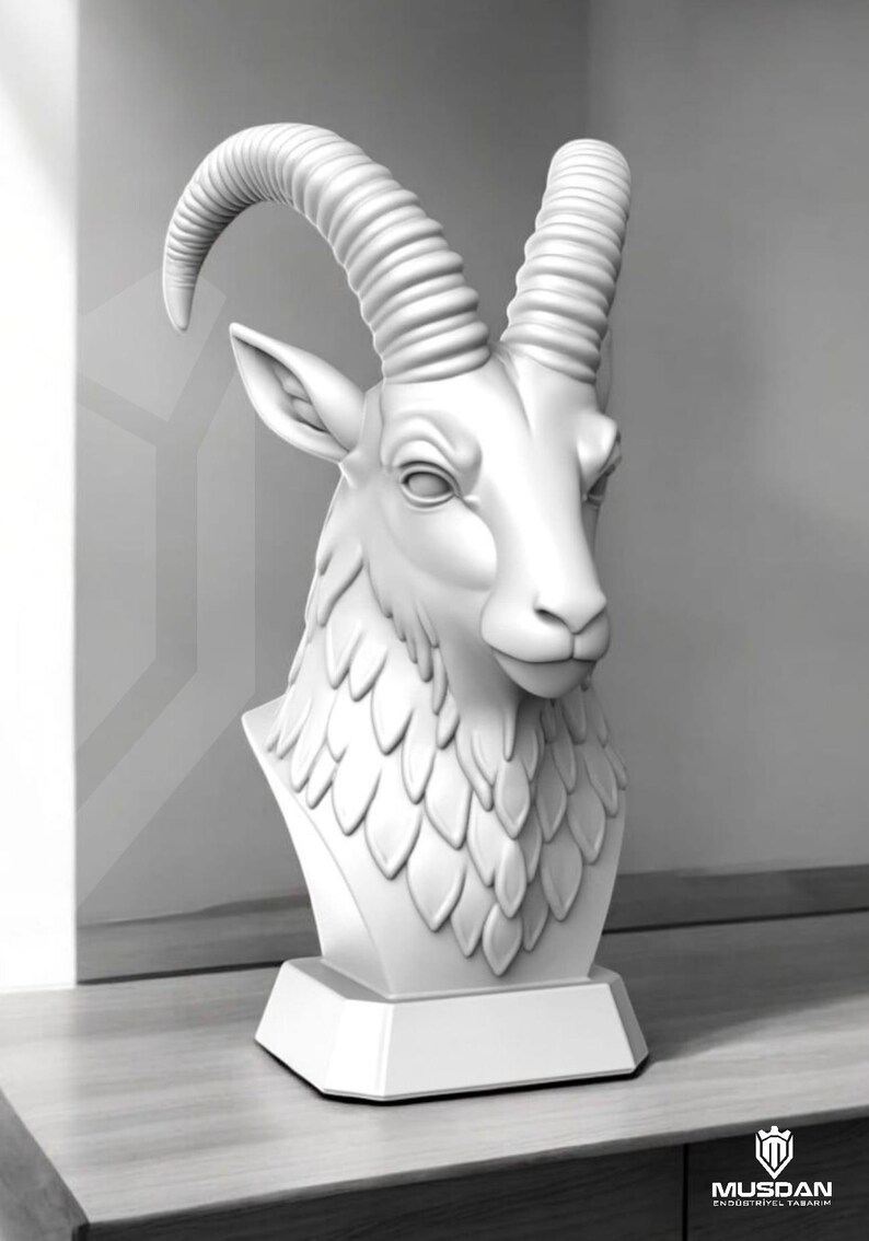 Mountain Goat Head Bust: 3D Printable Animal Sculpture (STL File) - Etsy