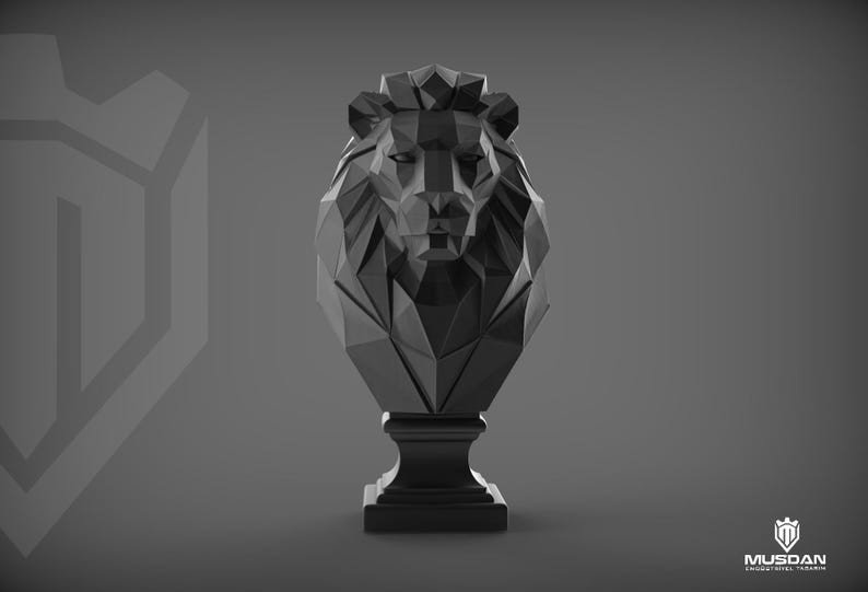 Low Poly Lion Bust Modern Geometric Sculpture for 3D Printing – Special ...