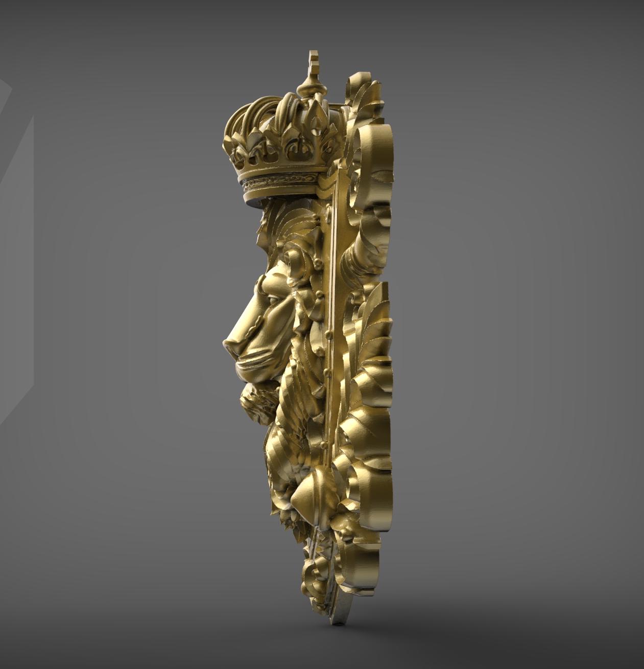 Crowned Lion Crest STL File: 3D Printable Baroque Wall Decor - Etsy UK