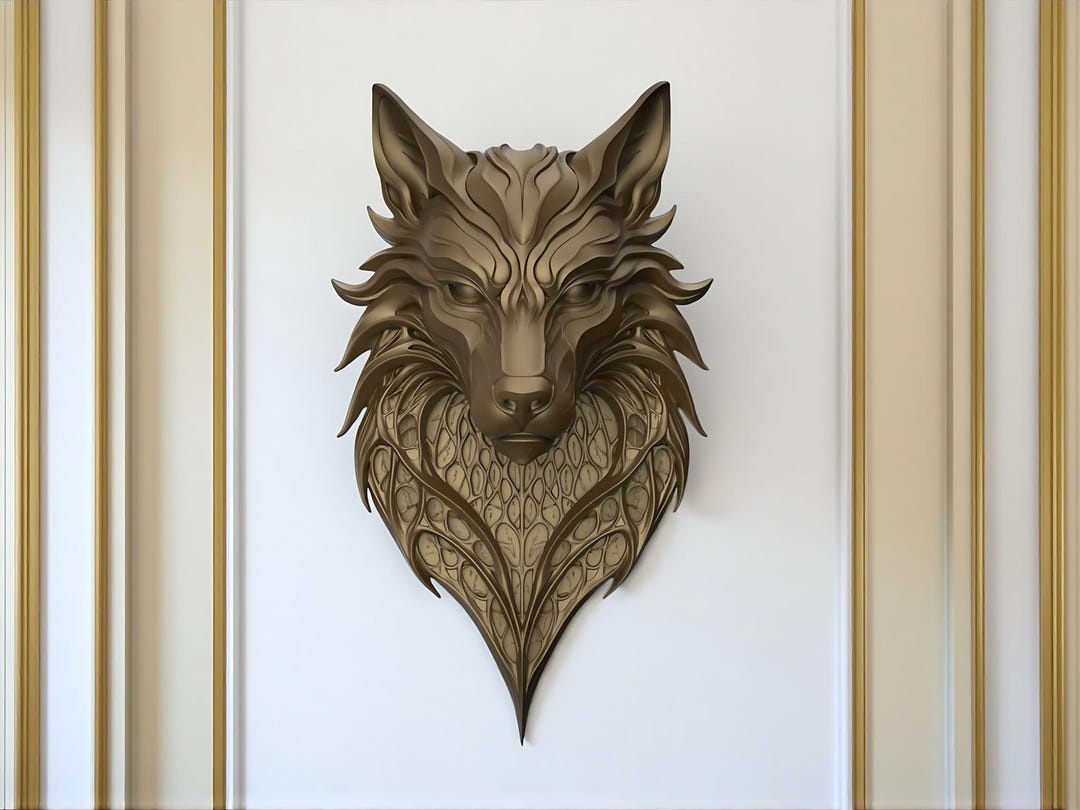 Geometric Wolf Wall Art – 3D Printed Modern Wolf Head Sculpture - Etsy
