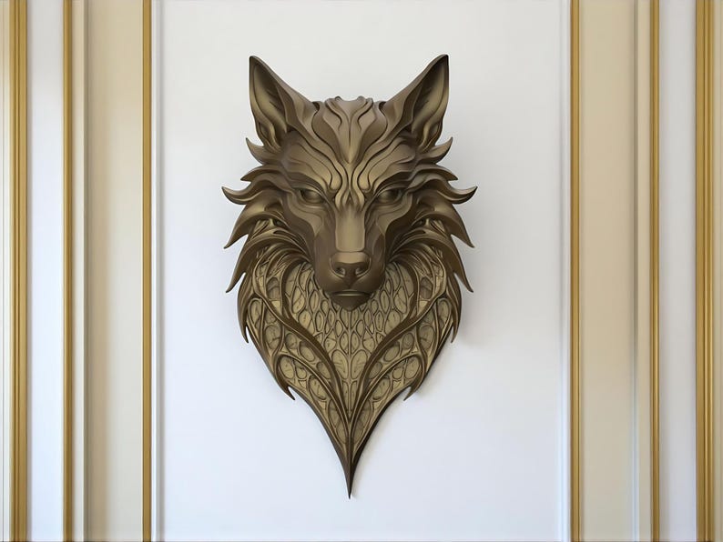 Geometric Wolf Wall Art – 3D Printed Modern Wolf Head Sculpture - Etsy