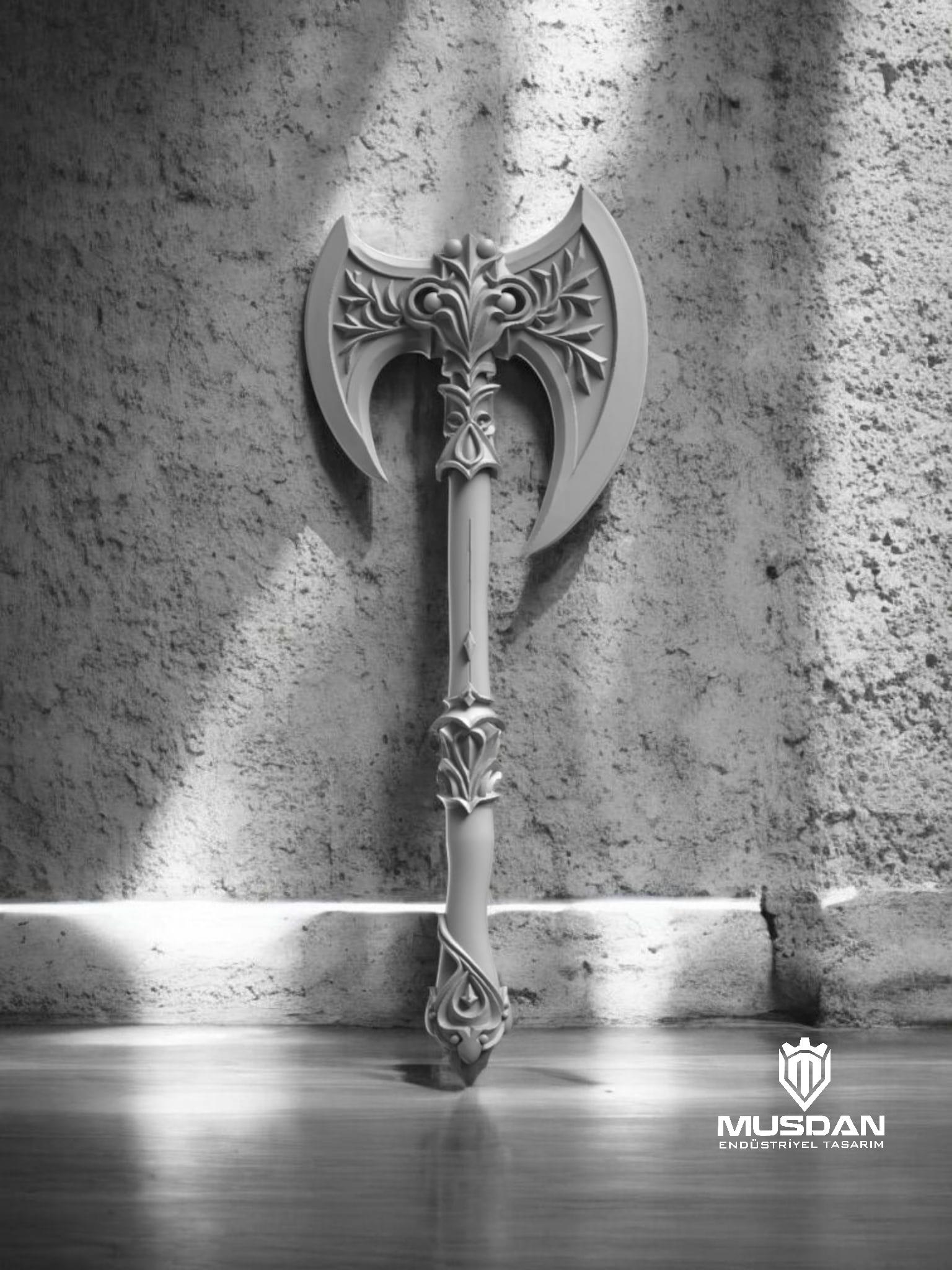 Gothic Battle Axe Sculpture – Cosplay & Display 3D STL Model – Special ...