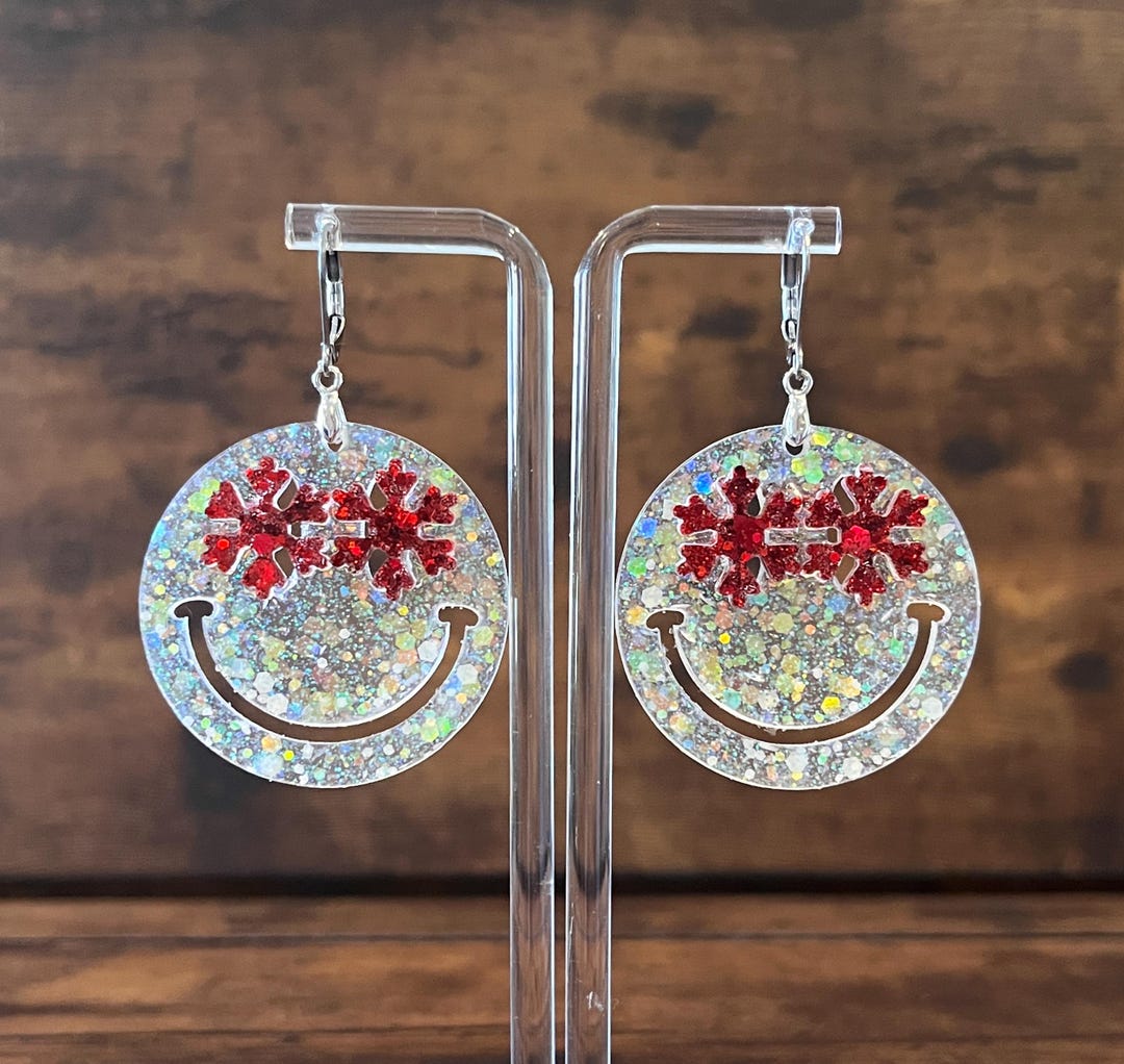 Smiley Face Glow in the Dark Christmas Earrings, Holiday Earrings ...
