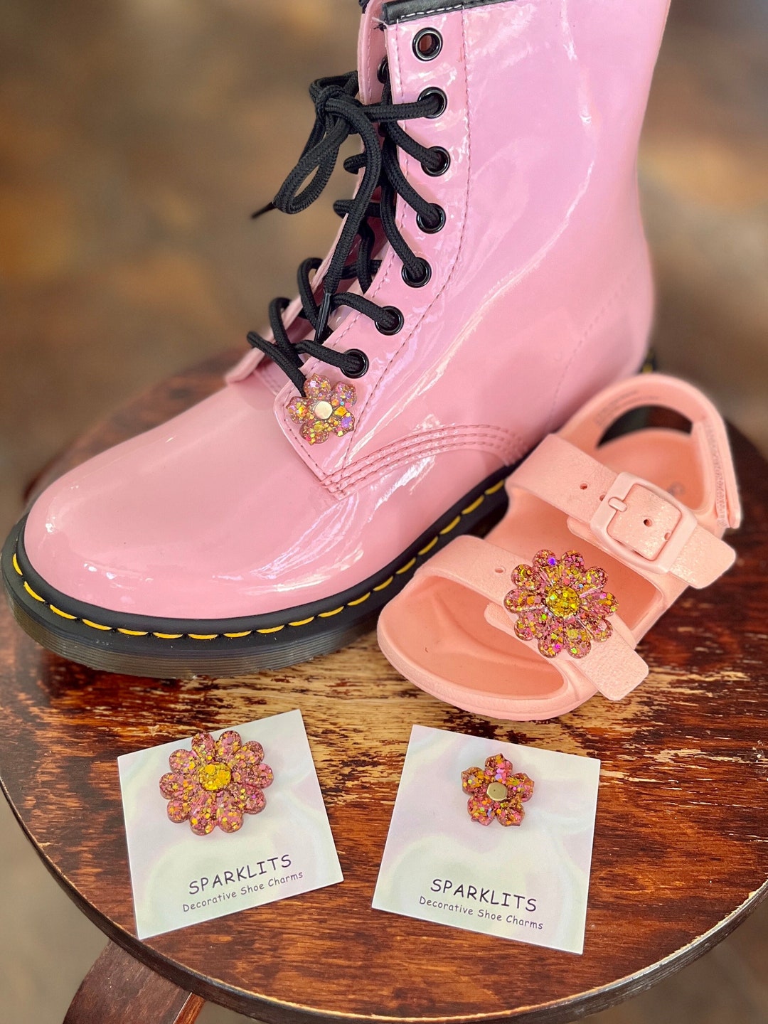 Rose Gold Flower Shaped Decorative Glitter Shoe Ornament, Shoe ...