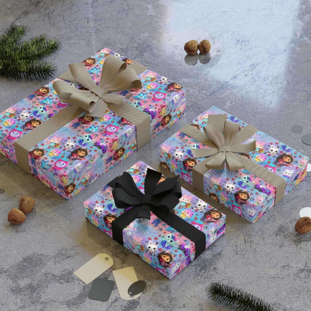 Wrapping Paper Rolls, Gabby Dollhouse Gift Wrap, Cute Doll Gift Wrap ...