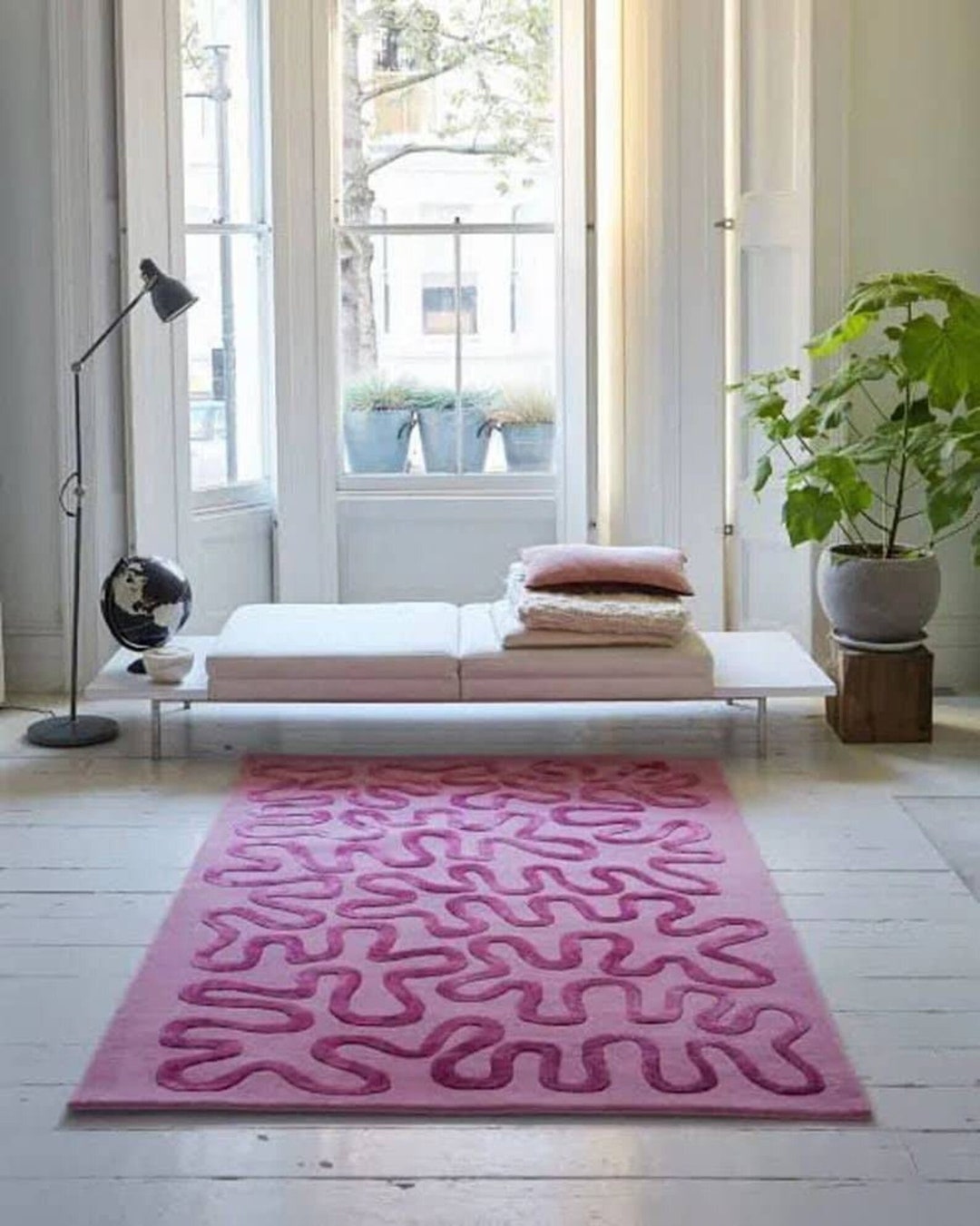 Hand Tufted Crooked Pattern Rug Wool and Viscose Rug /woolen Area Rugs ...