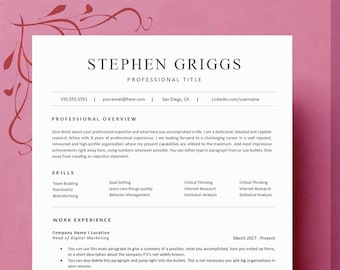 One Page Resume Template Google Docs, Mac Pages, Word Cv Template ...