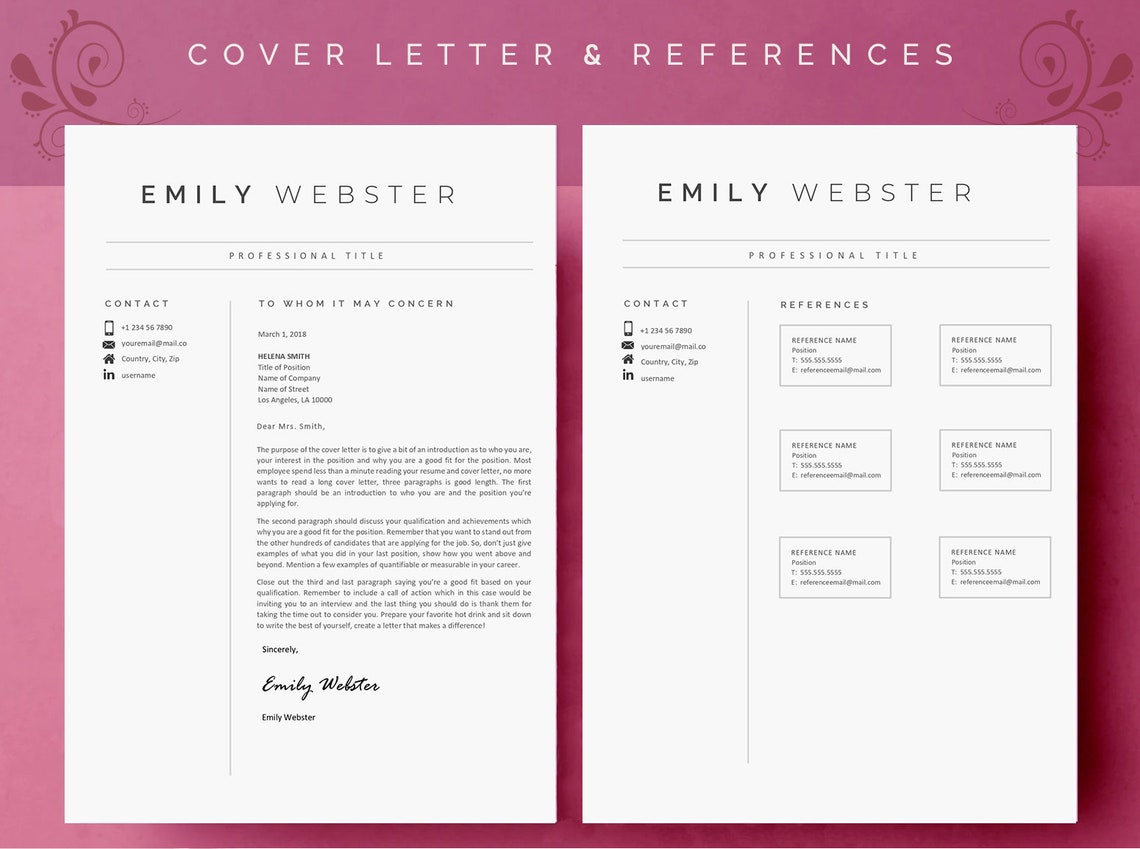Resume Template Modern Resume Template Word & Apple Pages - Etsy