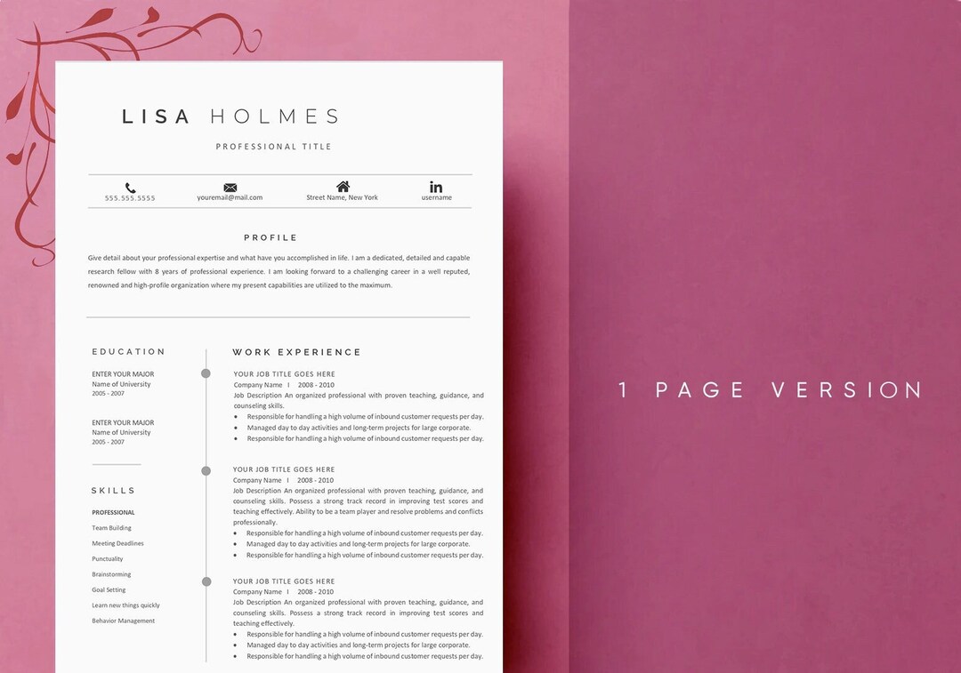 Creative Resume Template for Word & Pages, Modern Resume, Resume Design ...