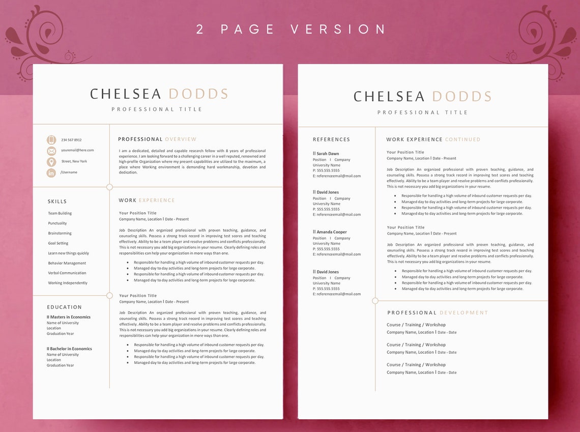 Executive Resume Template Word & Pages, CV Google Docs CV Template ...