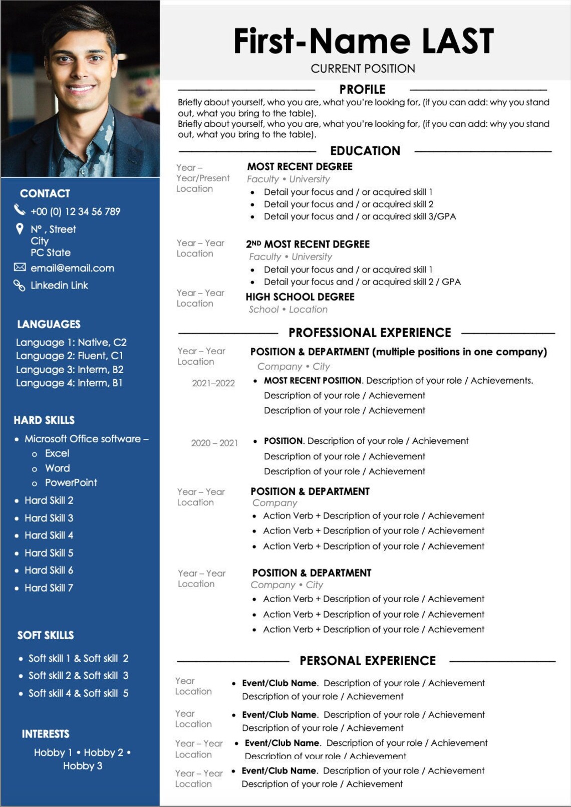 Business CV Template Eu/europe. Complete With All Required Information ...