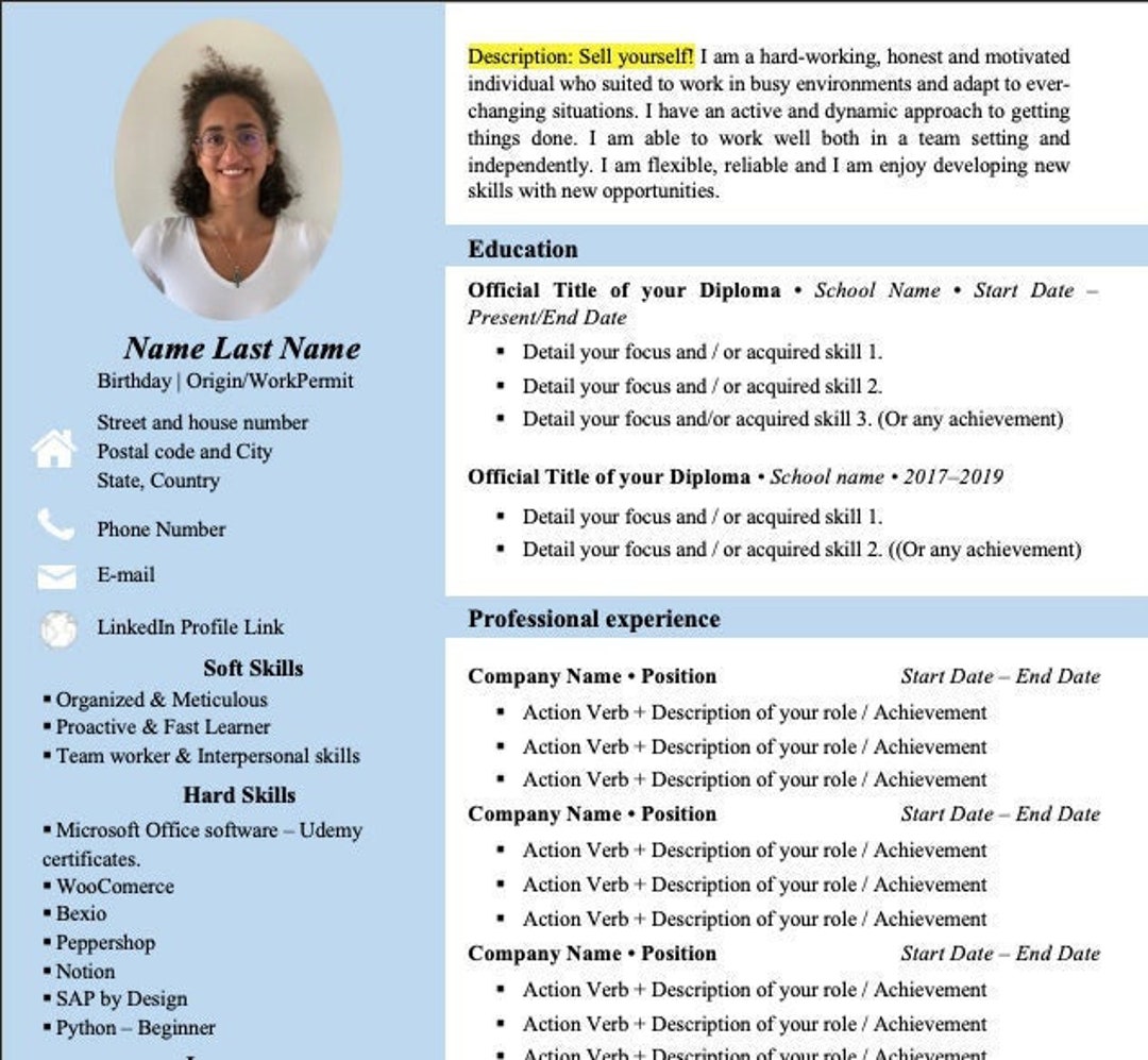 Business CV Template Suisse/switzerland. Complete With All of the ...