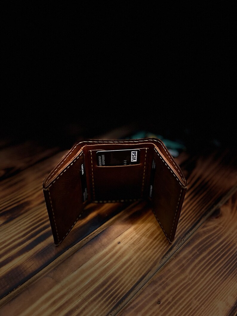 Full Grain Leather Trifold Men's Wallet Personalized - Etsy