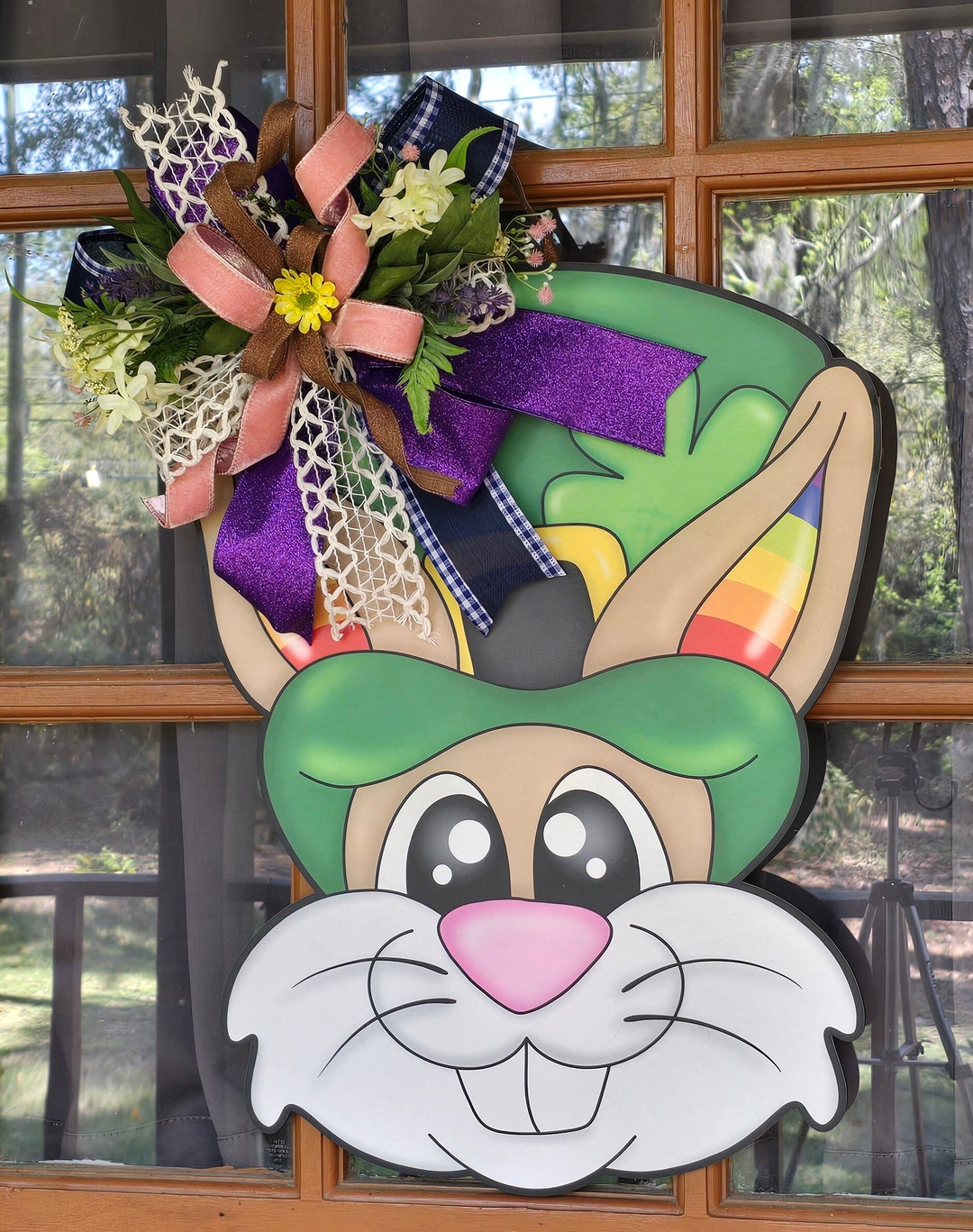 Leprechaun Easter Bunny Door Hanger: Shamrock Rainbow Decor - Etsy