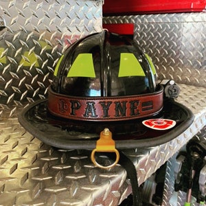 Custom Firefighter Brown Leather Helmet Band - Etsy