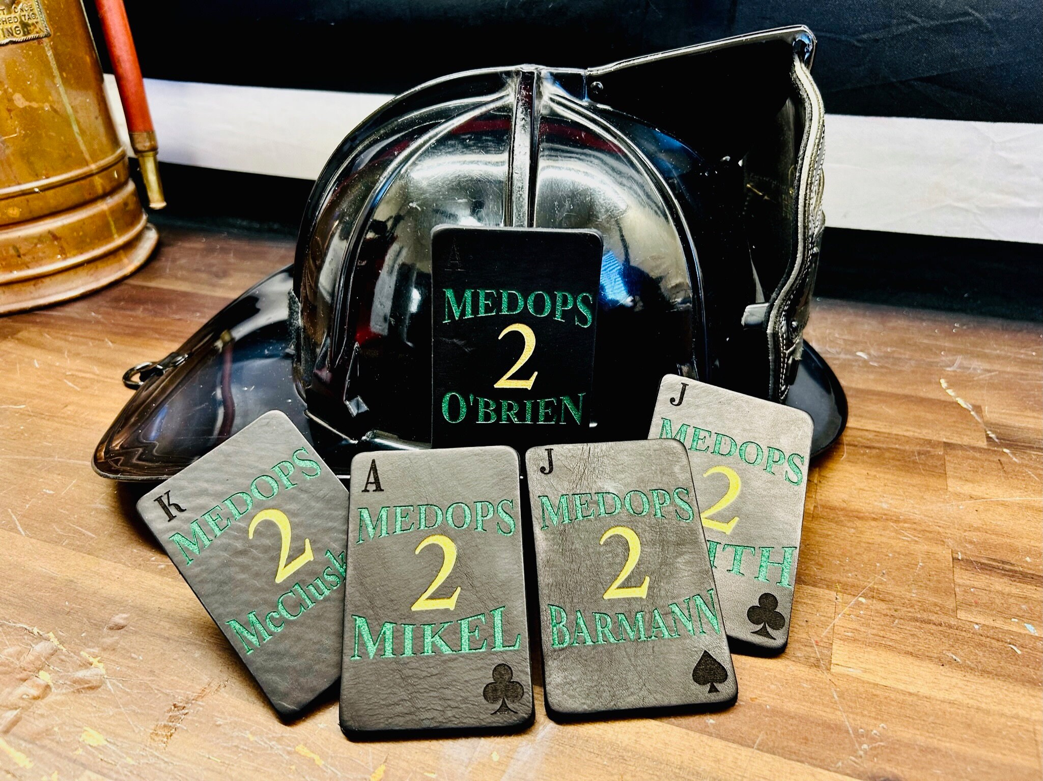 Personalized Leather Helmet Playing Card - Etsy