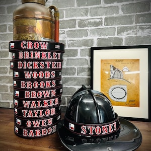 Personalized Firefighter Black Leather Helmet Band - Etsy