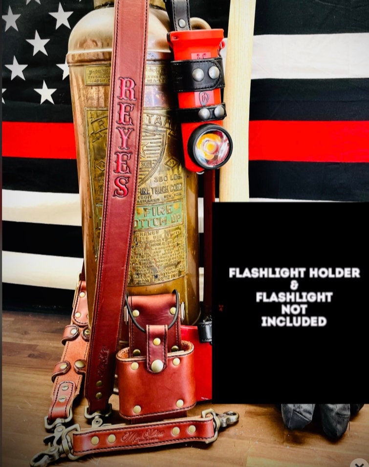 Firefighter / EMS Radio Strap & Bucket / Holster chestnut Leather full ...