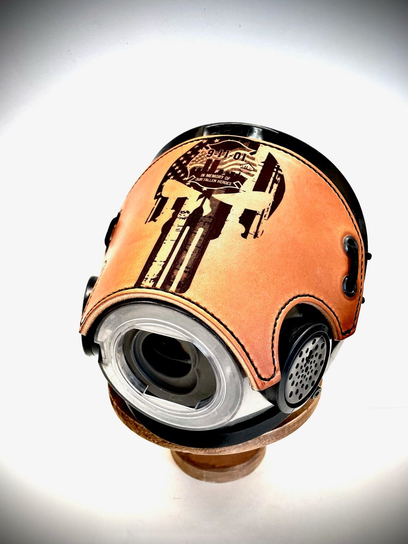 Firefighter SCBA Leather Mask Cover for Scott AV-3000 Mask-skull With 9 ...