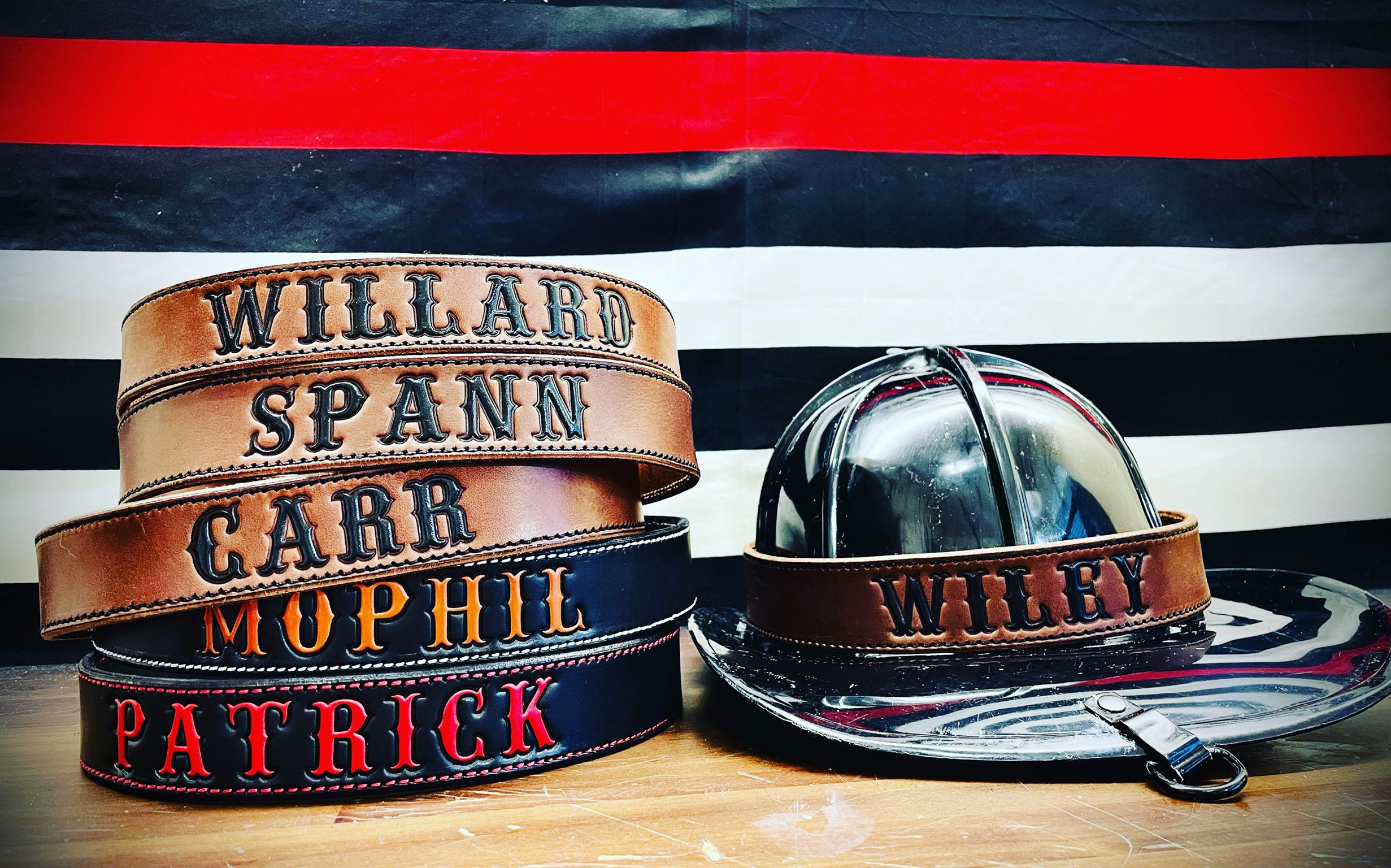 Custom Firefighter Chestnut Leather Helmet Band - Etsy