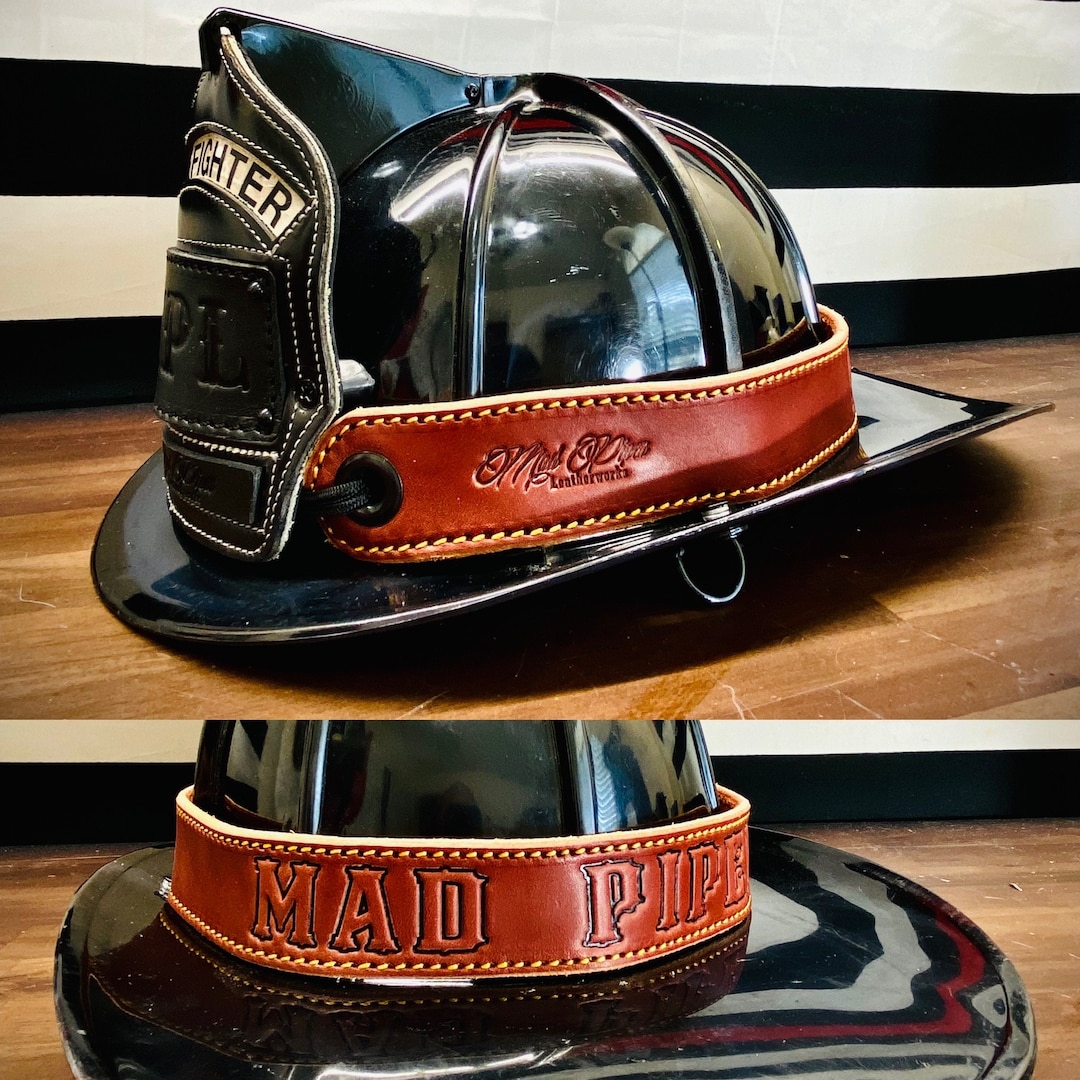 Custom Firefighter Chestnut Leather Helmet Band - Etsy