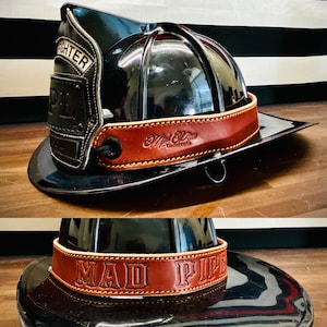Custom Firefighter Chestnut Leather Helmet Band - Etsy