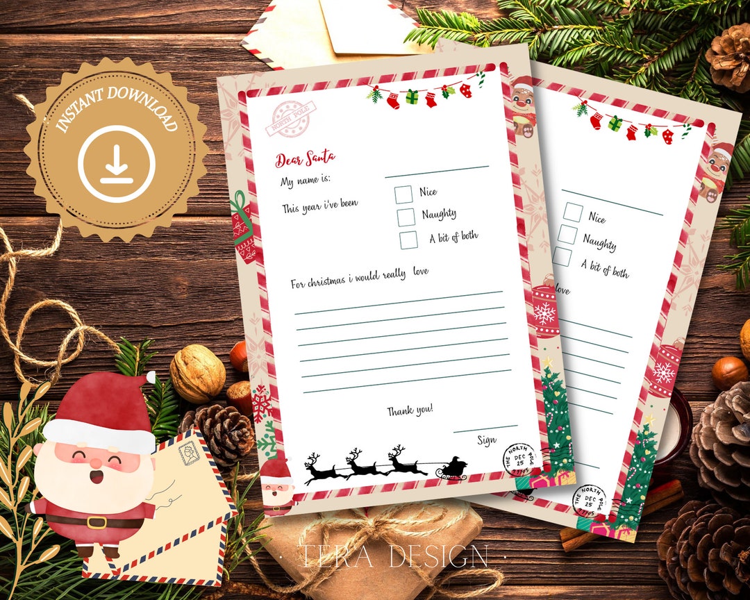 Letter to Santa, Dear Santa Letter, Christmas Wish List, Kids Letter to ...