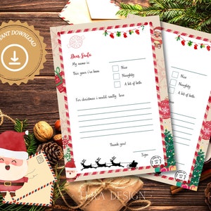 Letter to Santa, Dear Santa Letter, Christmas Wish List, Kids Letter to ...
