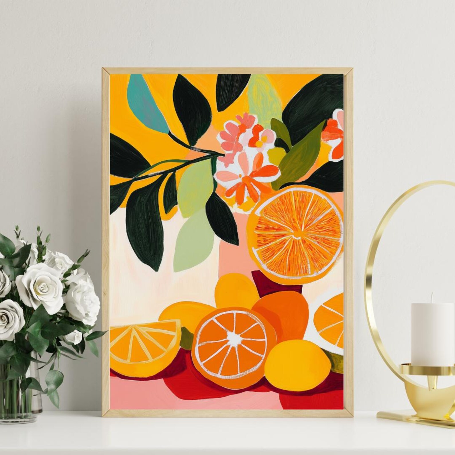 Abstract Matisse-inspired Orange Oil Painting Wall Print for Home Décor ...