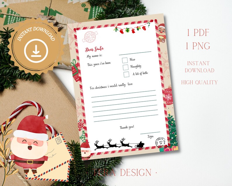 Letter to Santa, Dear Santa Letter, Christmas Wish List, Kids Letter to ...