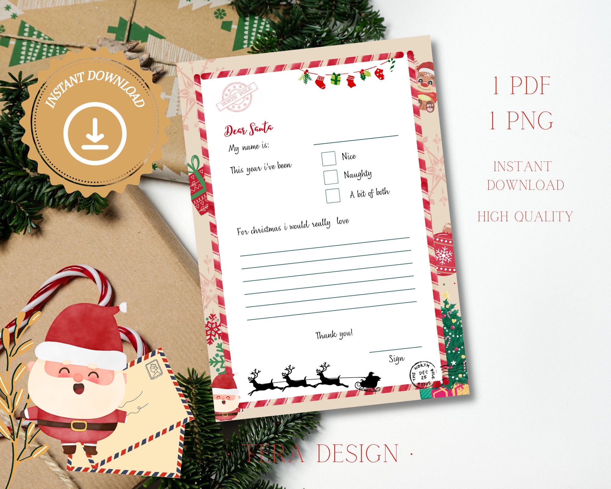 Letter to Santa, Dear Santa Letter, Christmas Wish List, Kids Letter to ...