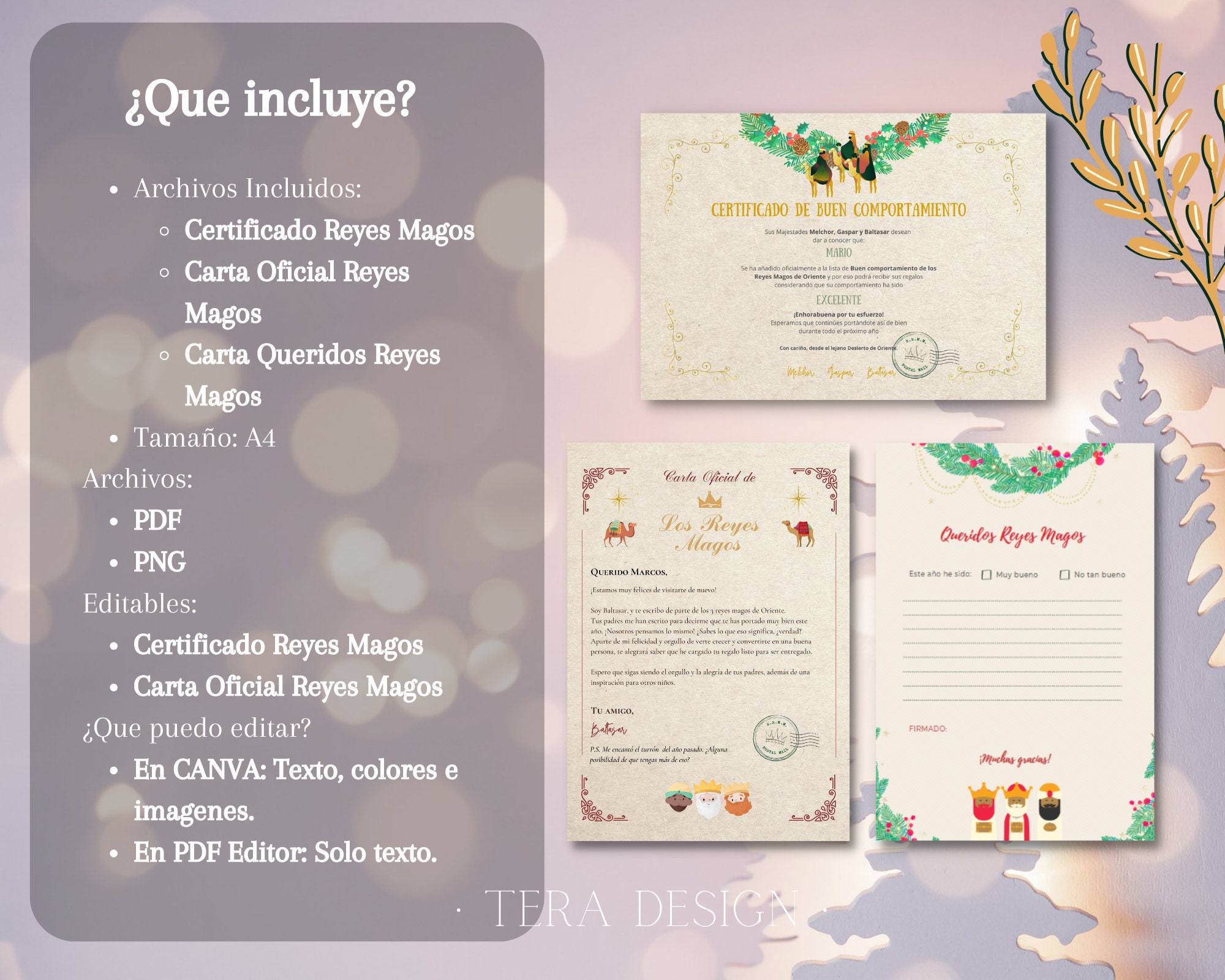 PACK REYES MAGOS, Editable. Descarga Inmediata. Tamaño A4, Png Y Pdf ...