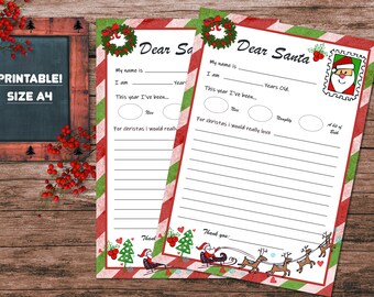 Letter to Santa, Dear Santa Letter, Christmas Wish List, Kids Letter to ...