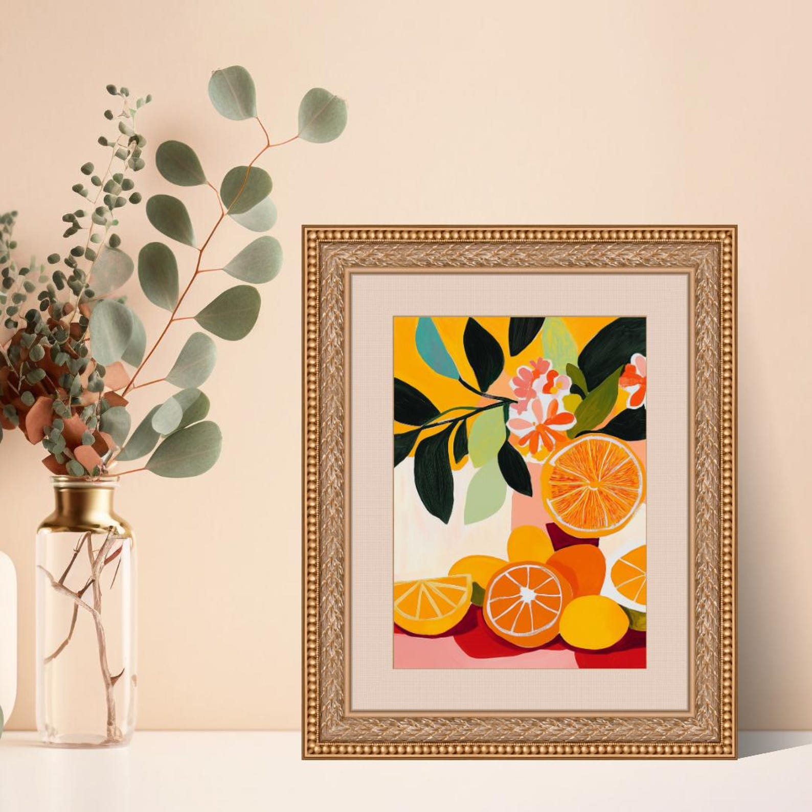 Abstract Matisse-inspired Orange Oil Painting Wall Print for Home Décor ...