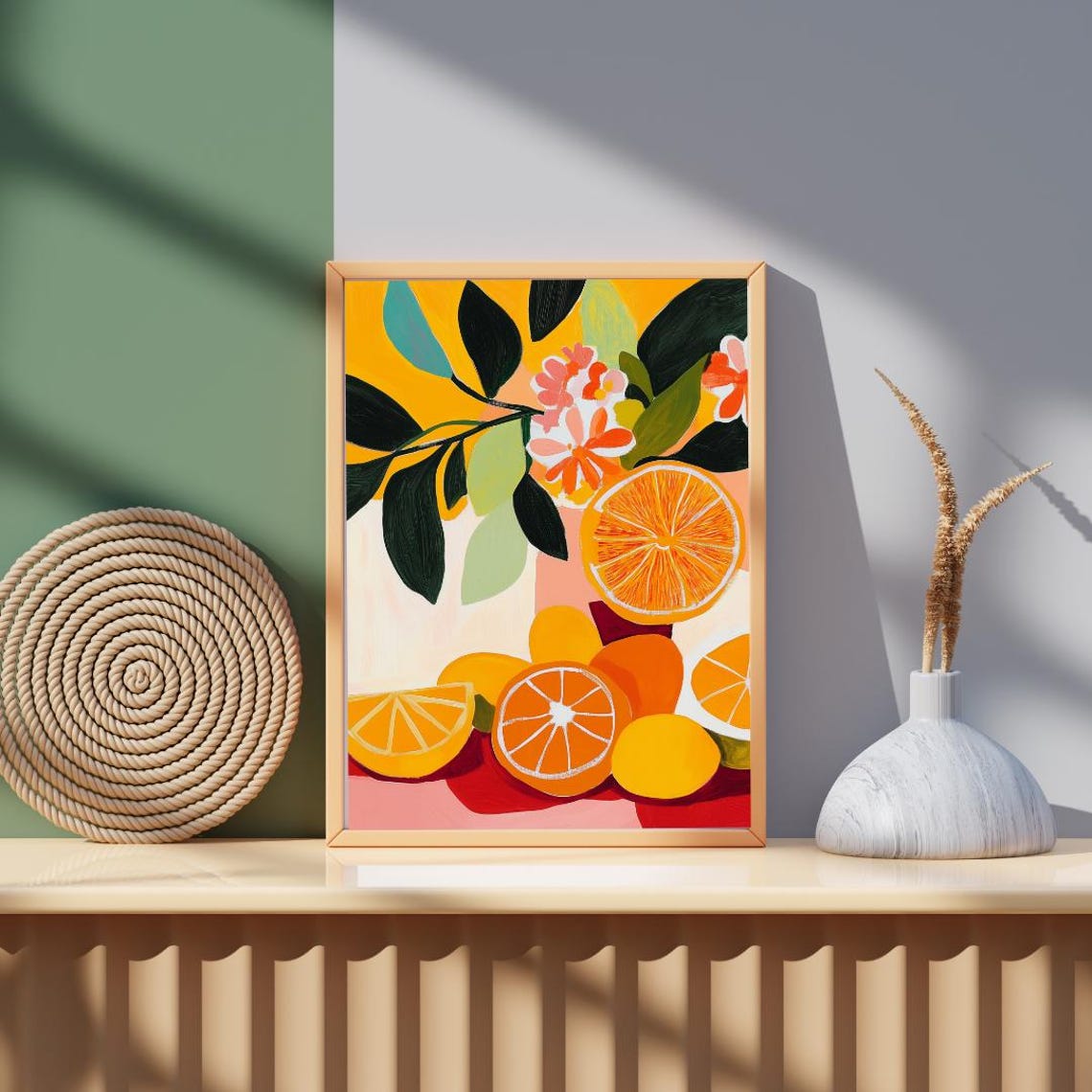 Abstract Matisse-inspired Orange Oil Painting Wall Print for Home Décor ...