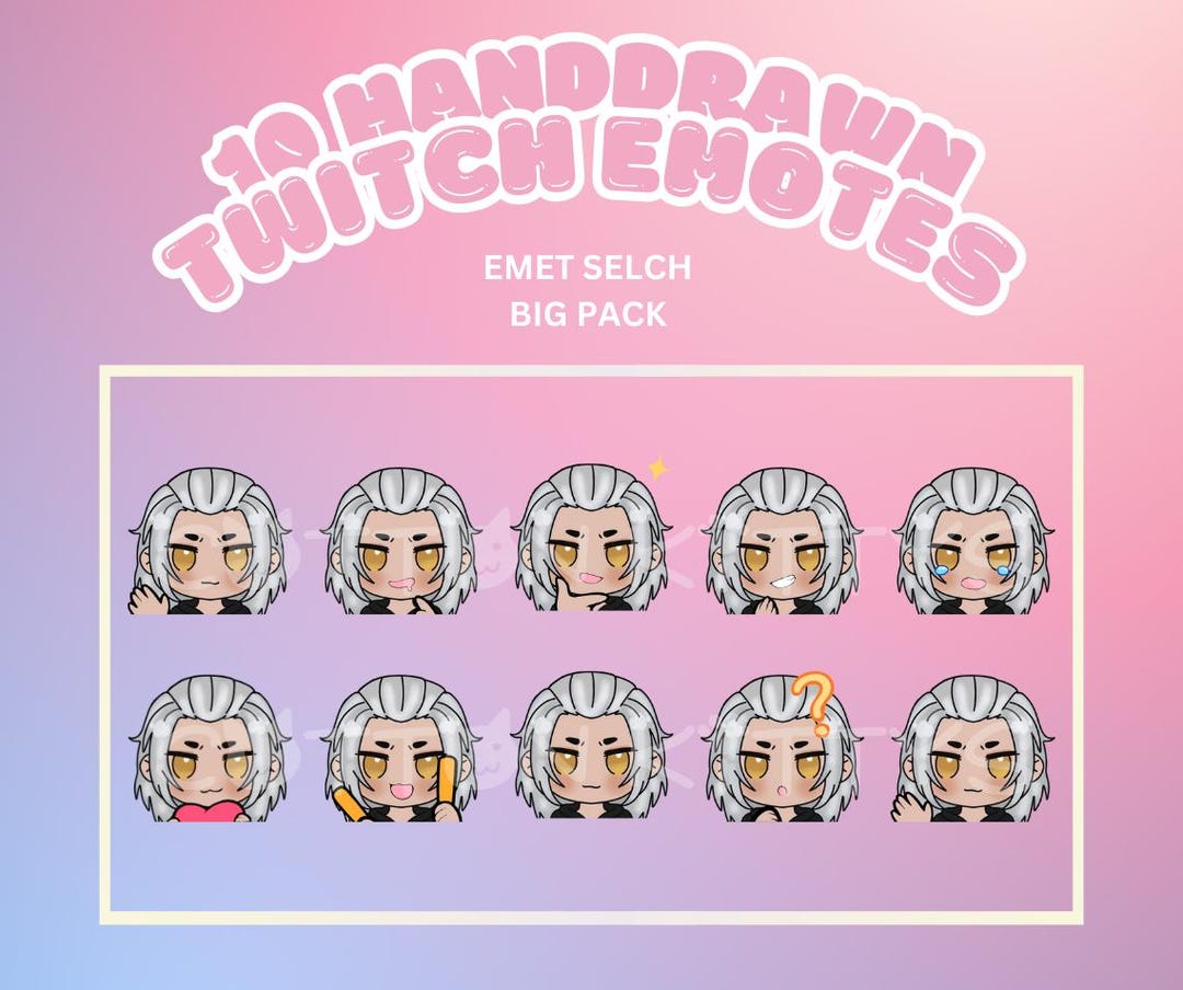10 Hand-drawn Emet Selch Inspired Twitch Emotes – Kawaii Style ...