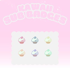 Kawaii Sub Badges Muffin Design in Pastel Colors Twitch Subscriber ...
