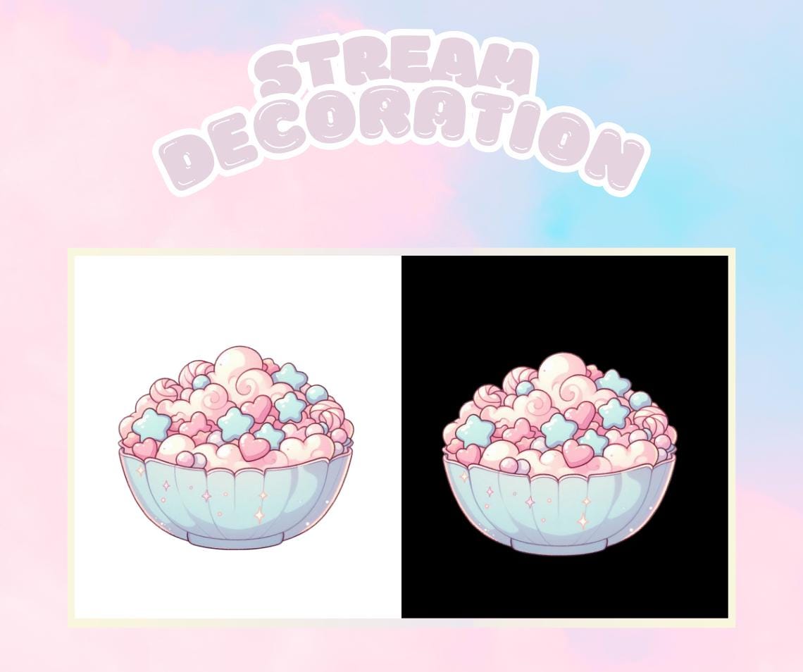 Cute Vtuber Asset Cotton Candy Snack Bowl Vtuber Microphone Kawaii ...