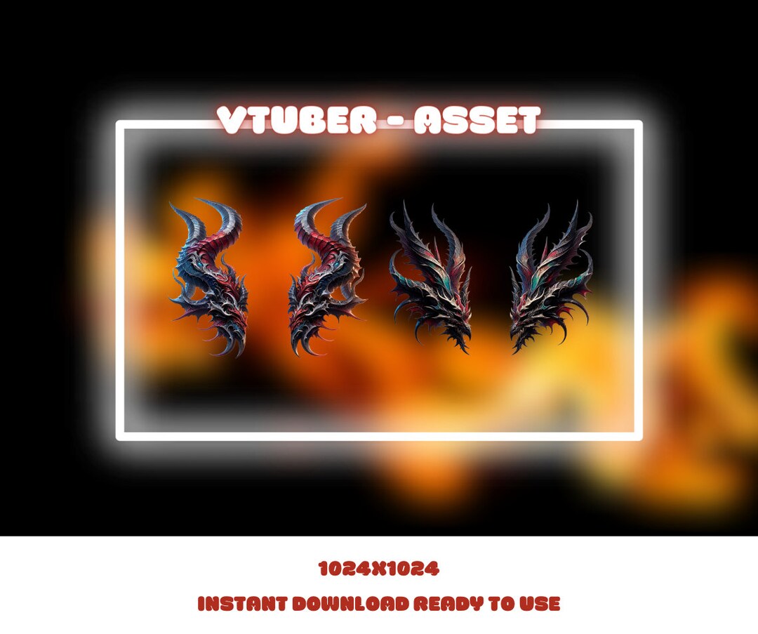 Vtuber Dragon Horns Assets Bach Decorations Live 2D Asset Horns Set ...