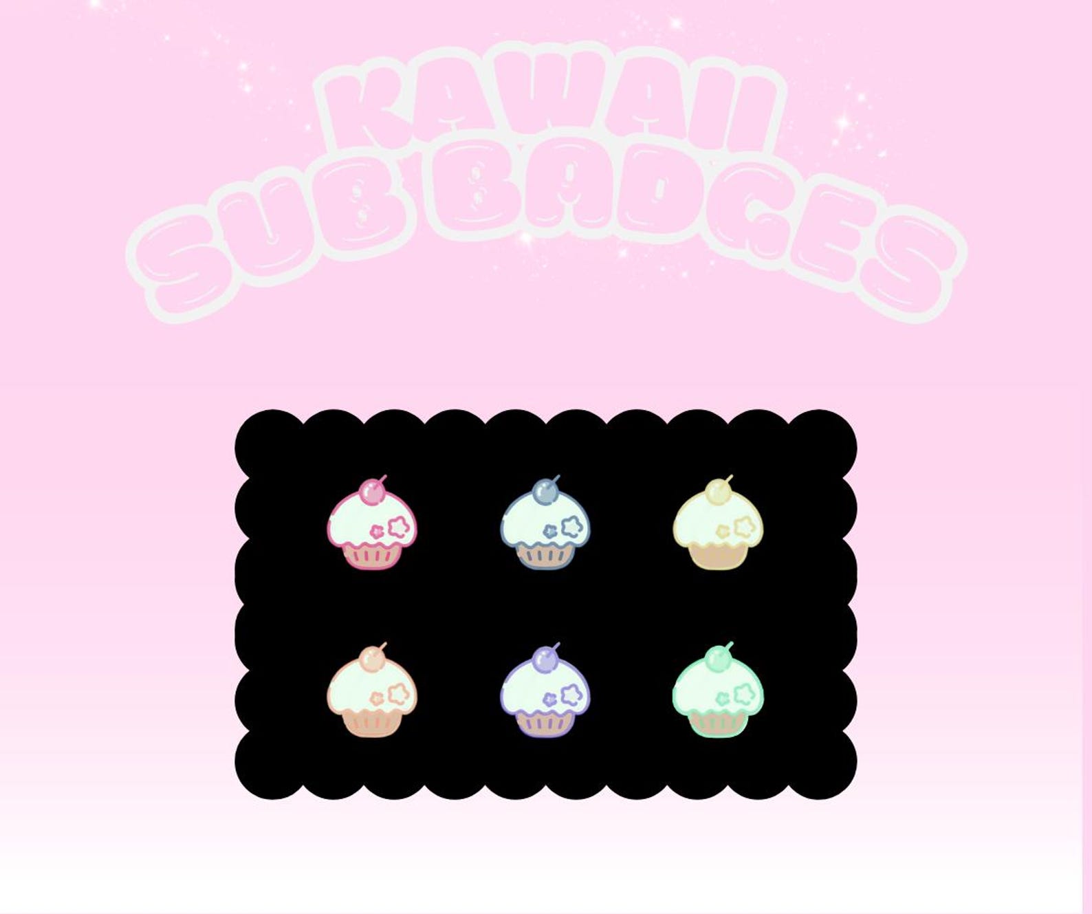 Kawaii Sub Badges Muffin Design in Pastel Colors Twitch Subscriber ...