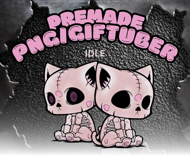 Premade Pngtuber Chibi Skeleton Cat Animal Pngtuber With Glowing Eyes ...